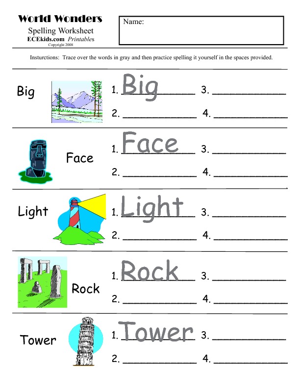 World Wonders Spelling - ECEkids