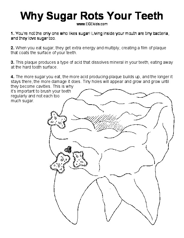 sugar-rots-teeth-information-coloring-page - ECEkids