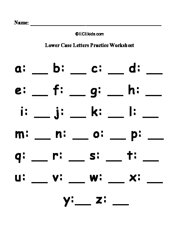 Alphabet Letter Writing Worksheet - Lower Case Letters - ECEkids