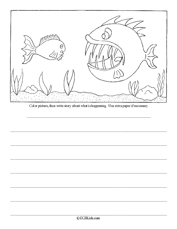 Big Fish Meets Little Fish Story Telling Worksheet - ECEkids